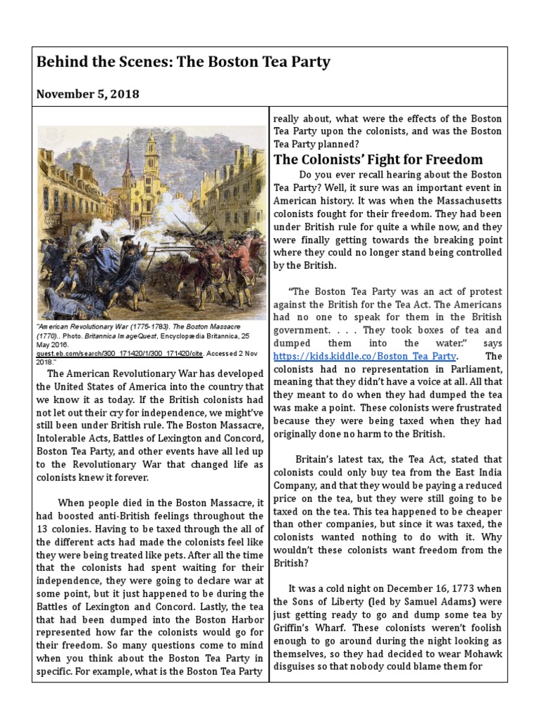 Feature Article On The Boston Tea Party | PDF | American Revolution ...