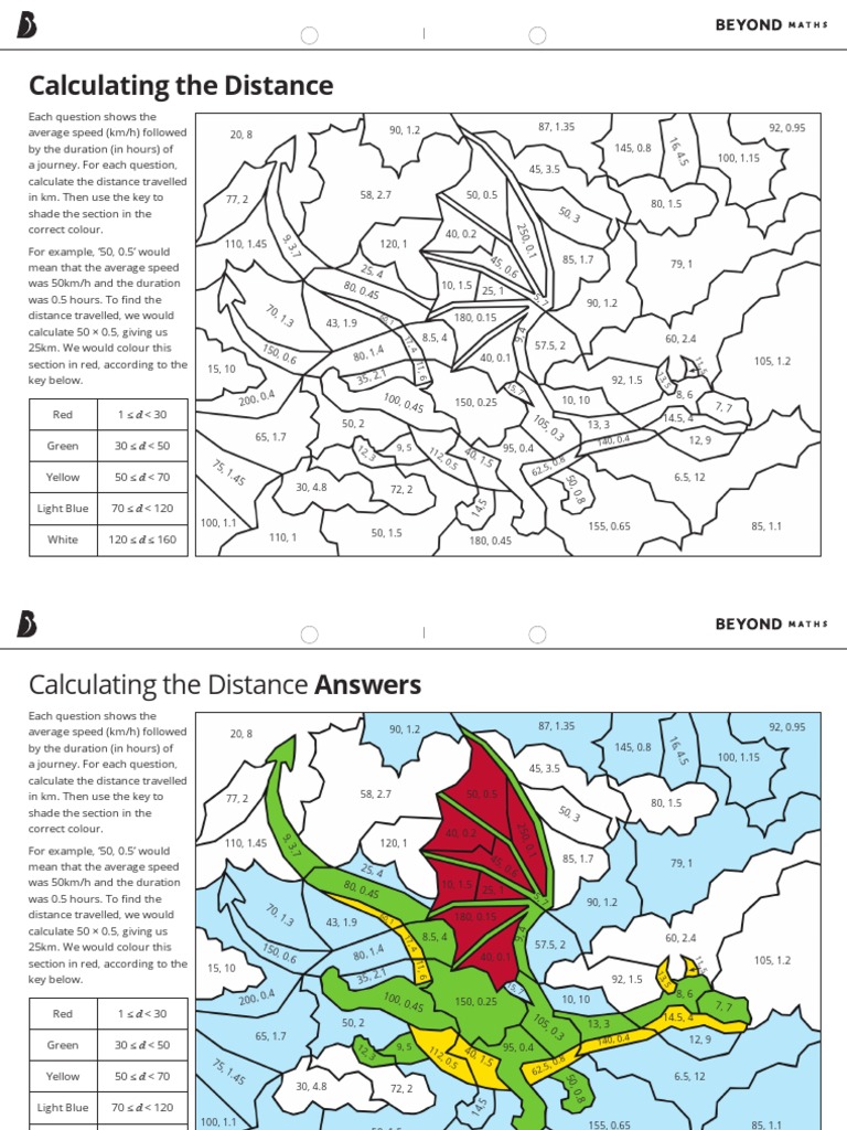 Distance Calculation Worksheet | PDF | Speed | Color