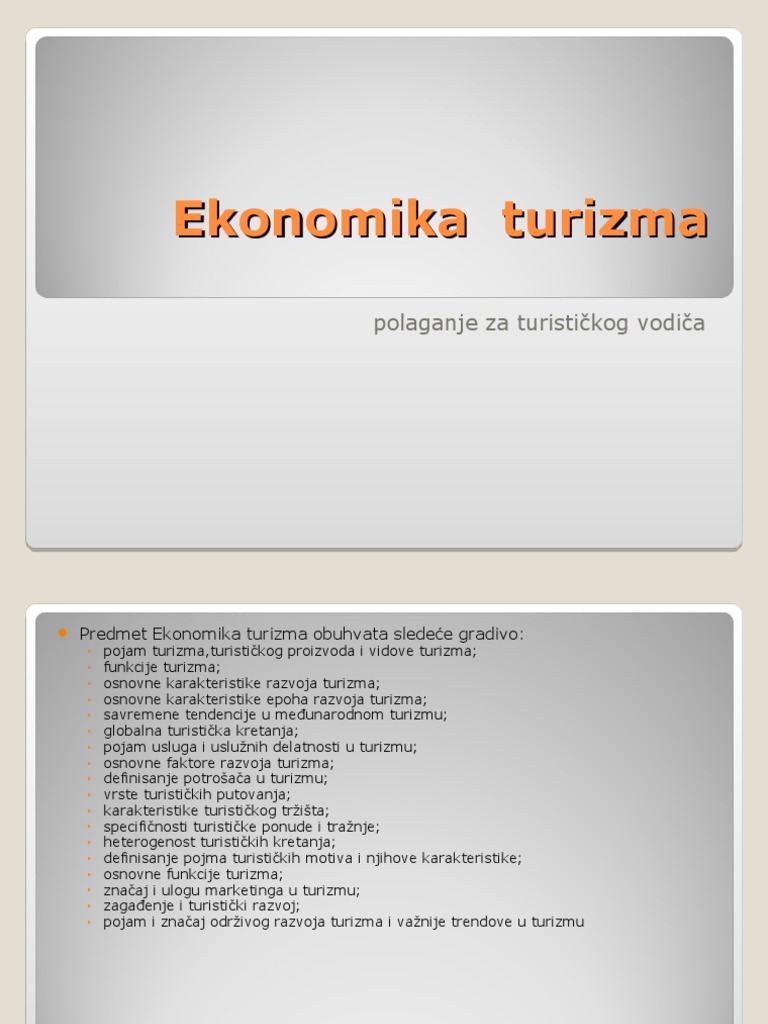 Ekonomika Turizma | PDF