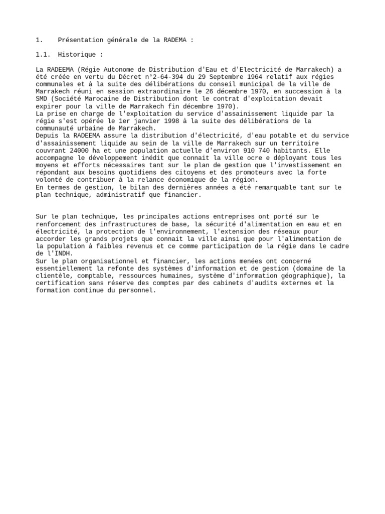 Historique et missions de la RADEEMA | PDF