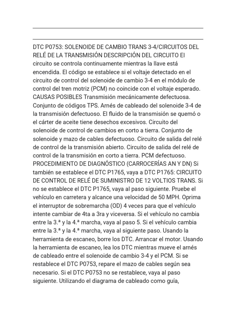 Diagnóstico de Código DTC P0753 | PDF | Relé | Electromagnetismo