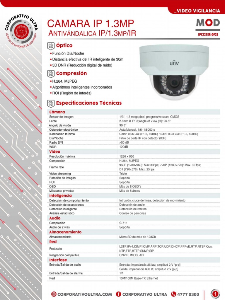 Ficha Tecnica Camara Domo Ip 1 | PDF