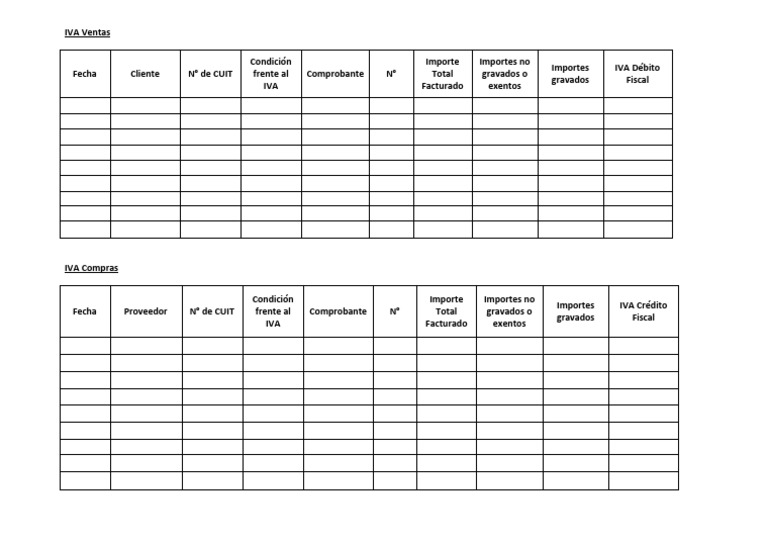 Planilla IVA Ventas | PDF