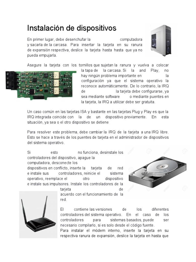 Guía de instalación de dispositivos PC | PDF | Módem | Hardware de la ...