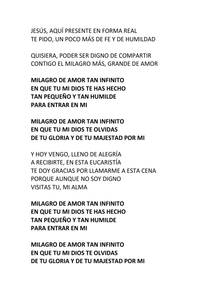 Letra Milagro de Amor | PDF