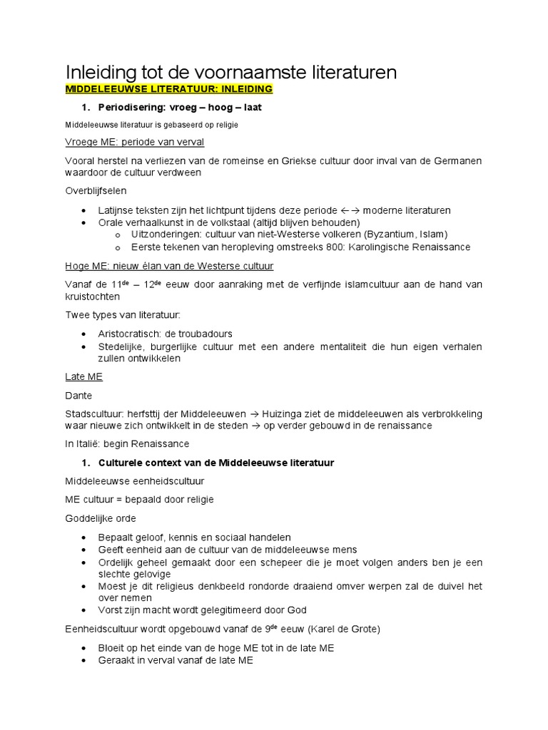 Literatuur Inleiding | PDF