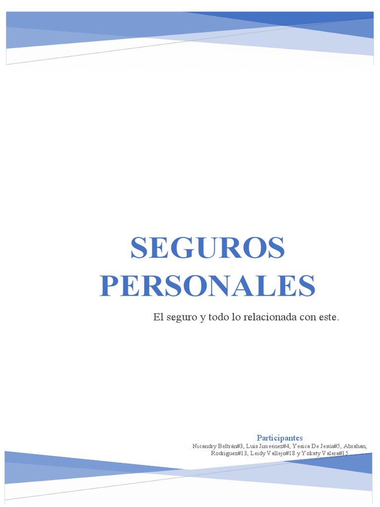 Seguros Personales | PDF | Seguro | Reaseguro