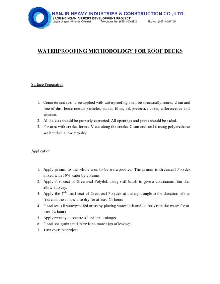 Waterproofing Methodology Overview | PDF | Economic Sectors | Building ...