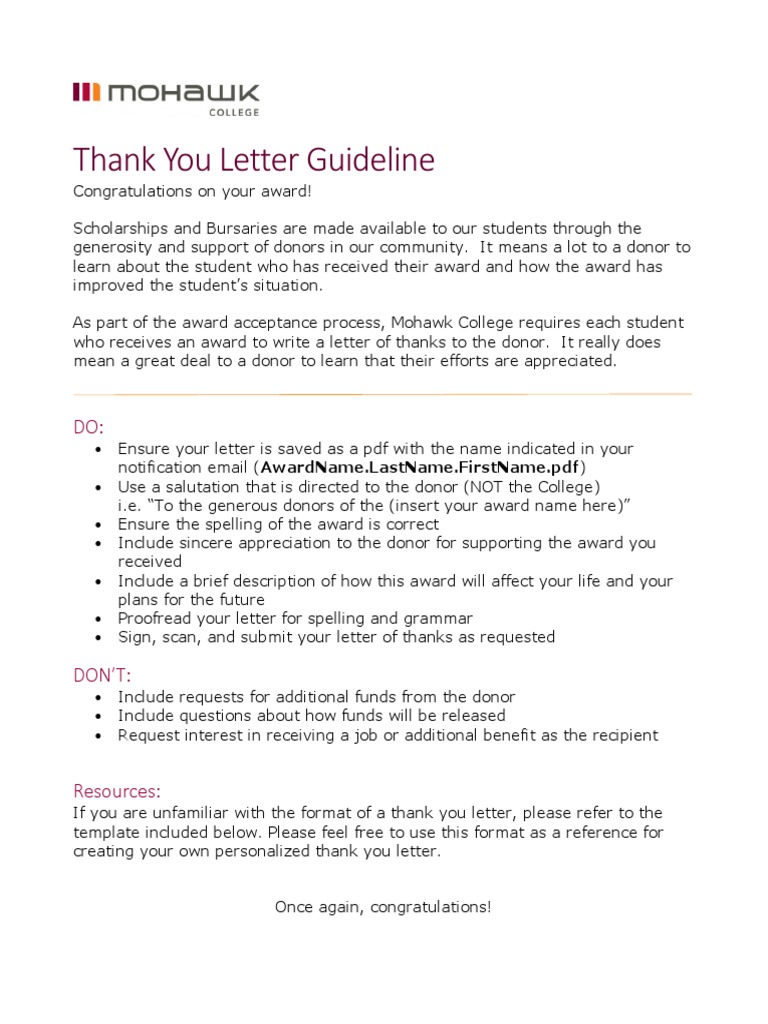 Thank You Letter Guideline | PDF