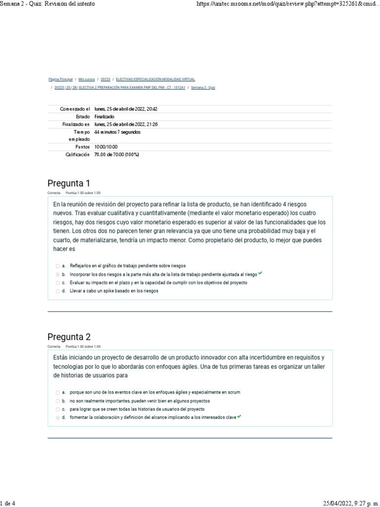 Semana 2 - Quiz Revisión Del Intento - CQ | PDF | Profesional en el ... Semana 2 - Quiz Revisión Del Intento - CQ | PDF | Profesional en el ...