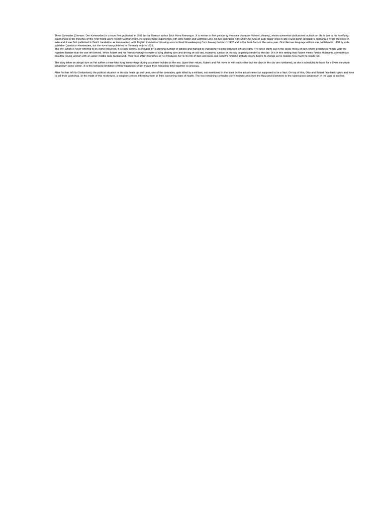 Three Comrades | PDF