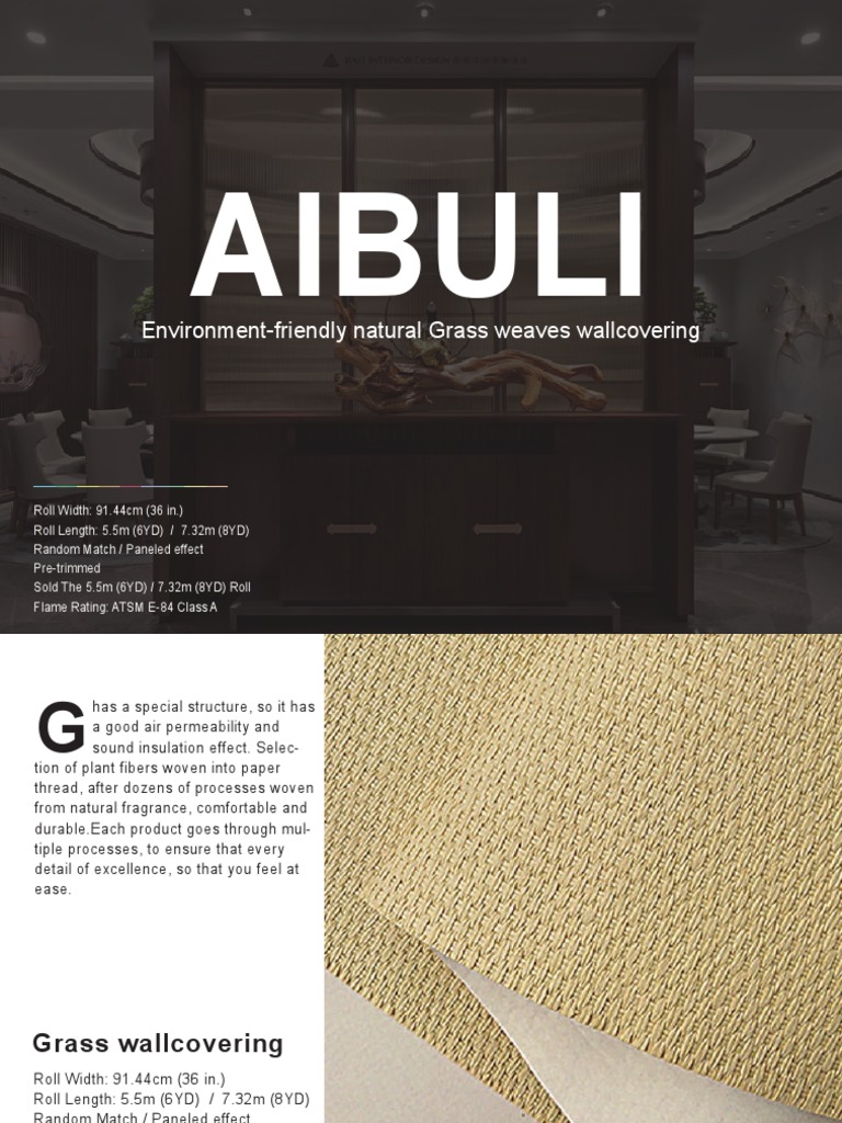 Aibuli: Environment-Friendly Natural Grass Weaves Wallcovering | PDF | Materials | Building ...
