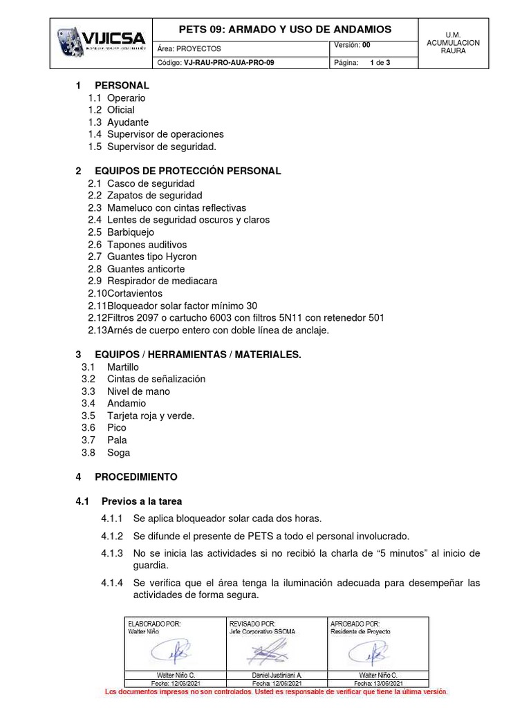PETS 07 Armado y Uso de Andamios | PDF | Andamio