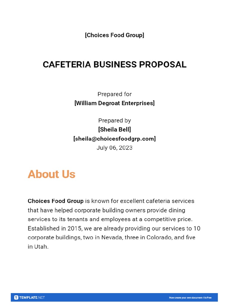 Cafeteria Business Proposal Template | PDF