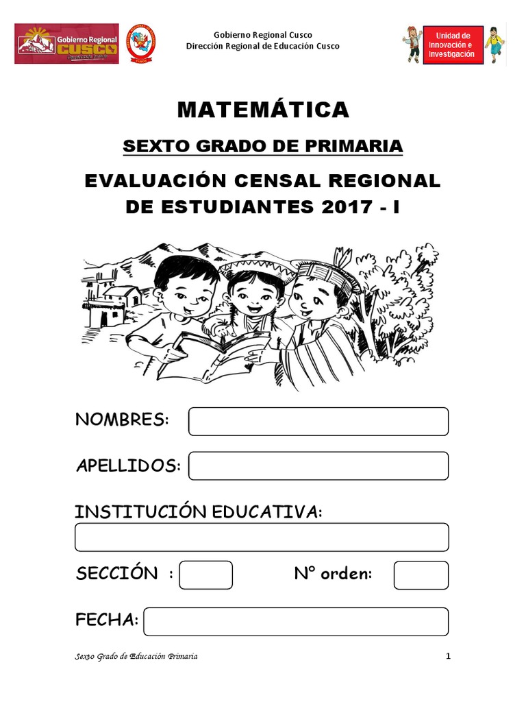 Evaluación Censal Matemática 6to Primaria | PDF | Frutas comestibles ...