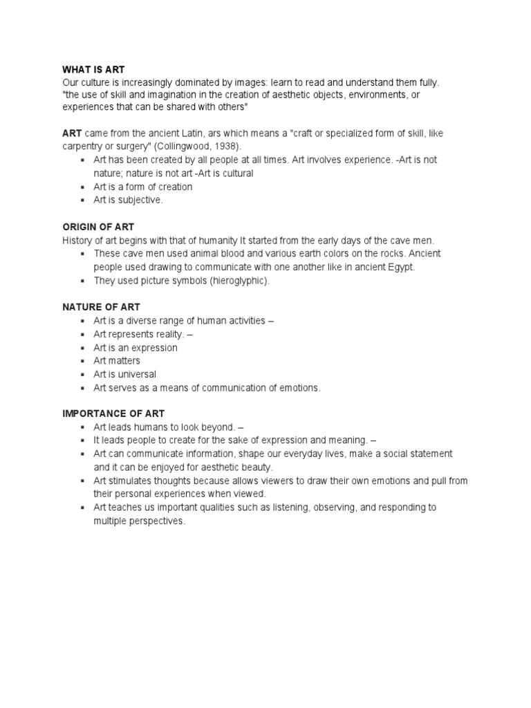 Understanding Art: Its Nature, Origins, Importance, and Functions | PDF ...