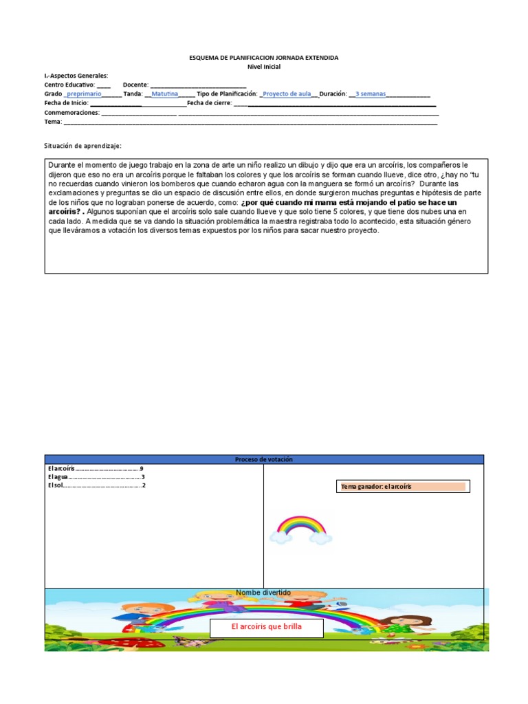 Planificacion El Arcoiris | PDF | Comunicación | Pensamiento
