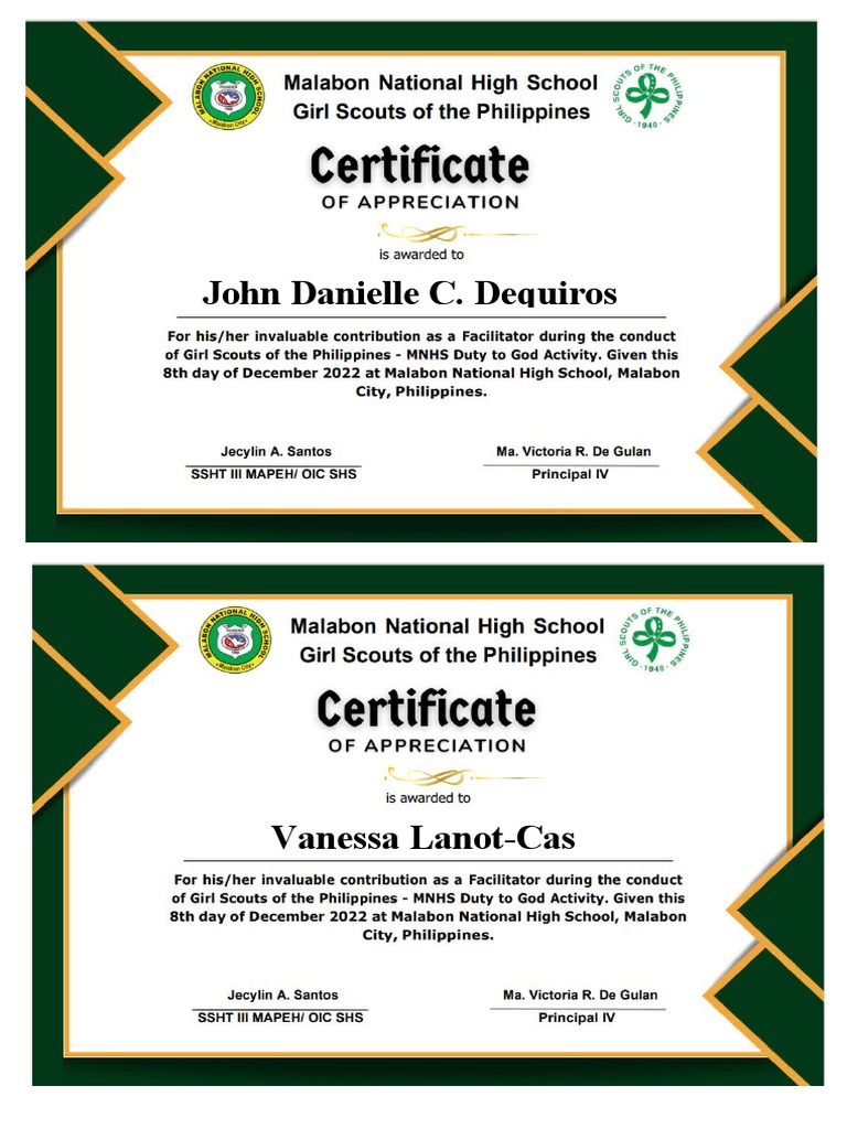 GSP Duty To God Cert. | PDF