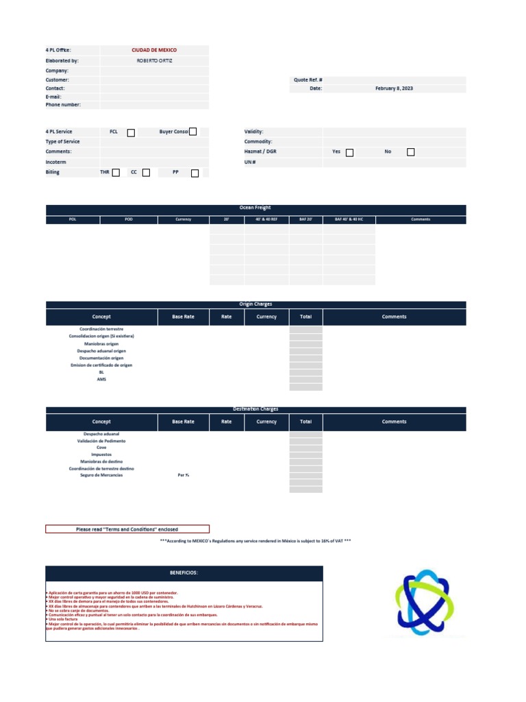 Machote Formato de Cotizacion Prueba | PDF | Bancos | Outsourcing