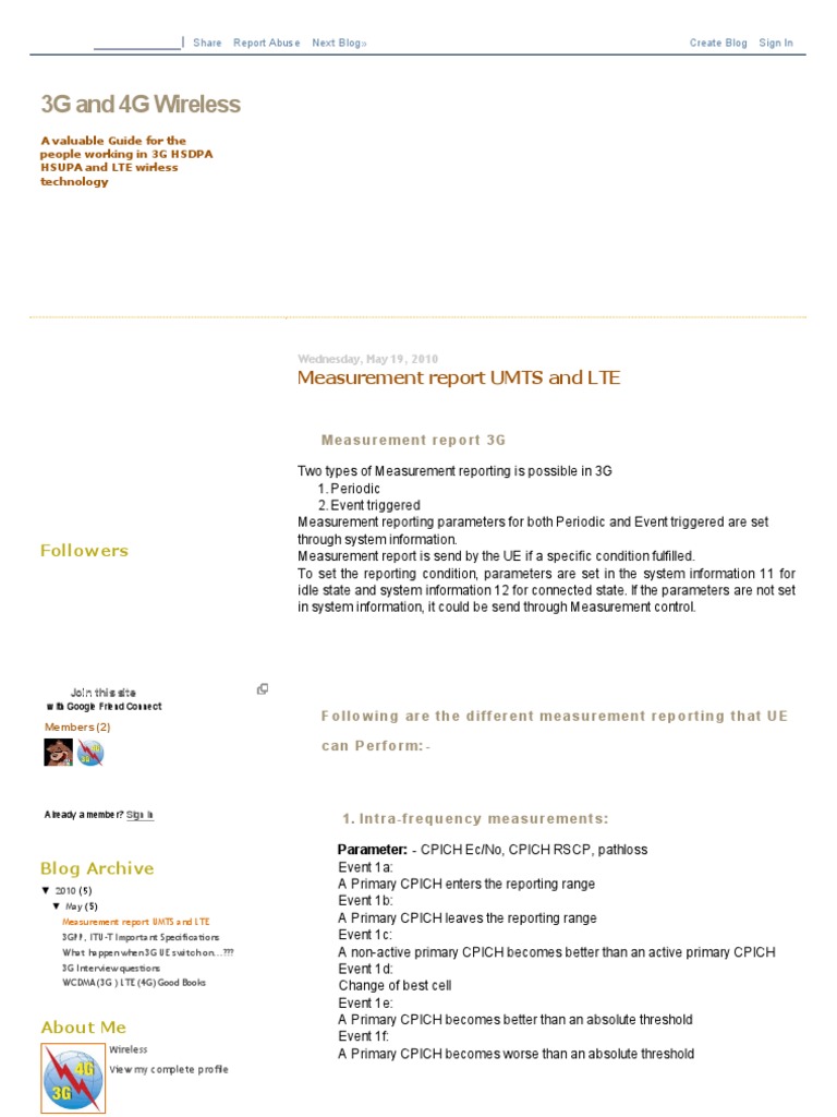 Measurement Report Umts And Lte Pdf 3 G High Speed Packet Access 