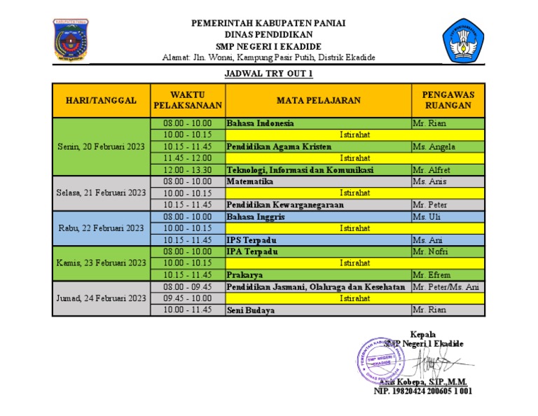 Jadwal Try Out 1 - 115136 | PDF