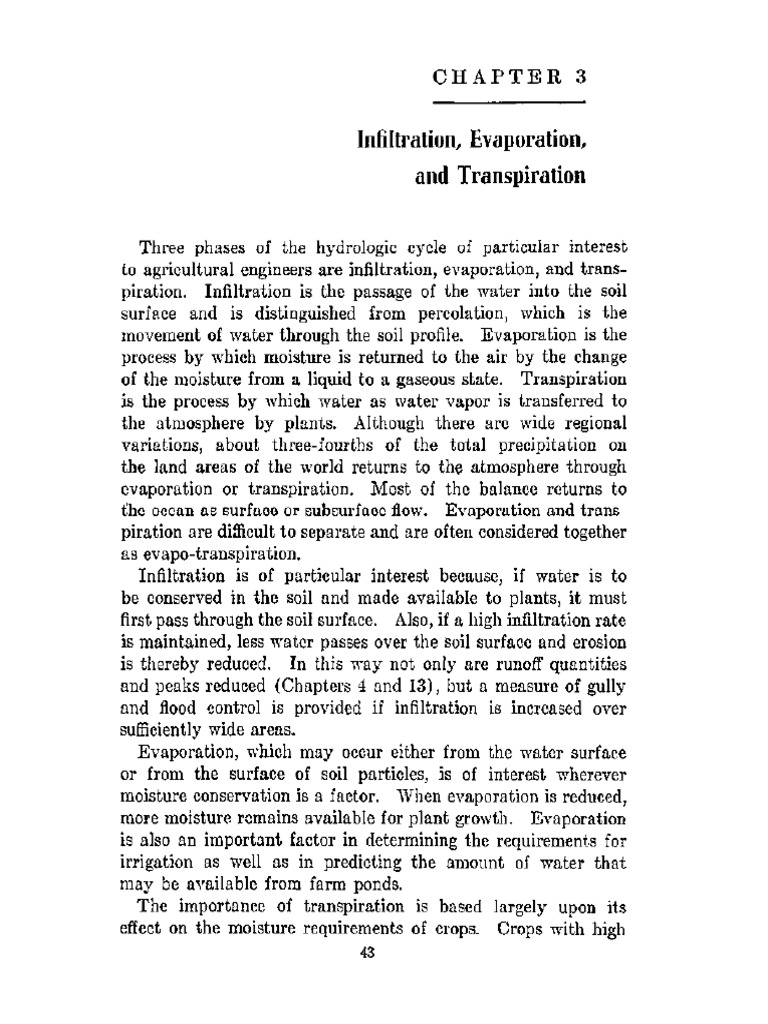 Chapter 1 Infiltration, Evaporation and Transporation | PDF