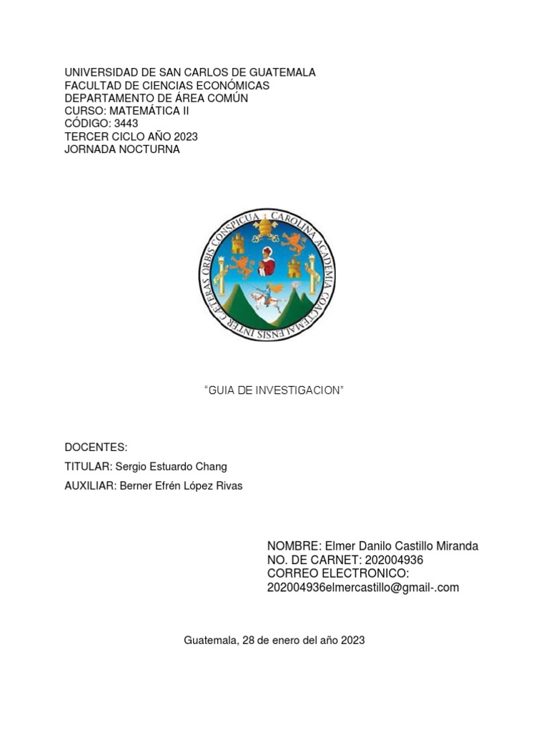 Guia Te Investigacion Elmer Castillo Mate II | PDF | Historia