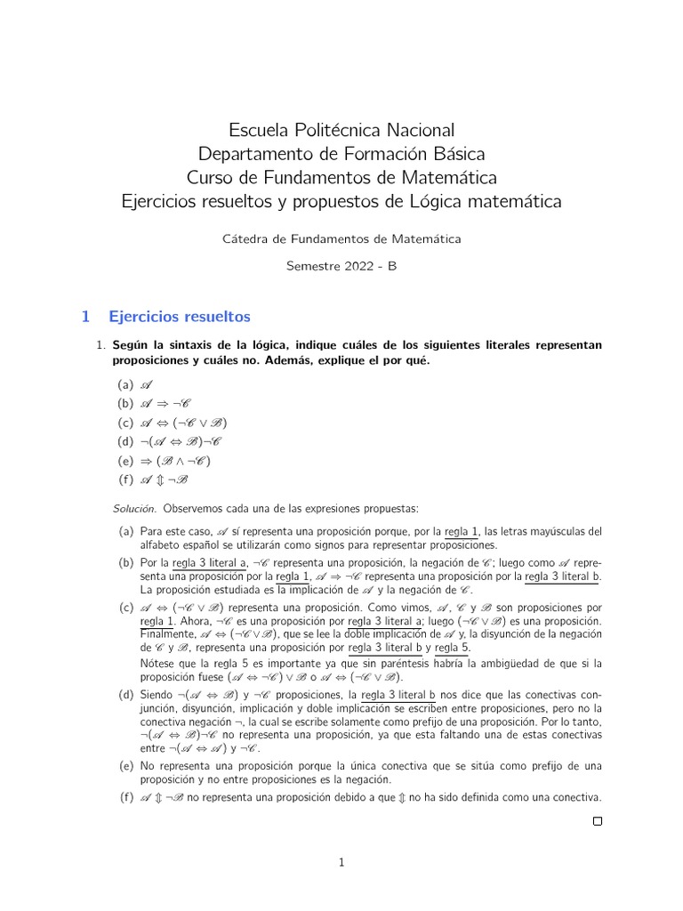 Ejercicios Resueltos y Propuestos Lógica | PDF | Proposición | Interpretación (filosofía)