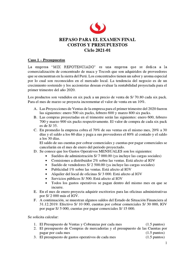 Repaso para Examen Final Del Ciclo 2021-01 | PDF | Presupuesto | Estado ...
