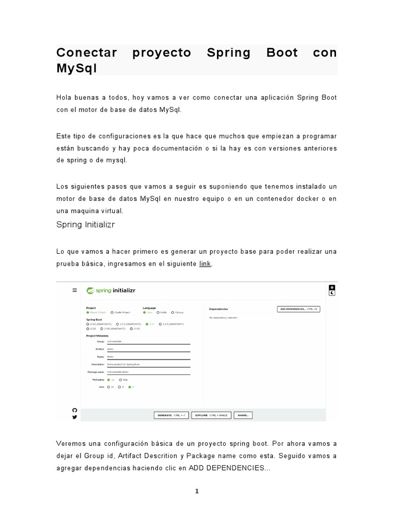 Conectar Proyecto Spring Boot Con MySql | PDF | Mi sql | Gestión de ...