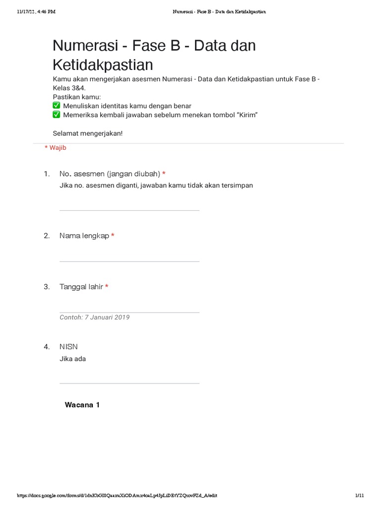 Numerasi-Fase B (Kelas 3 - 4) - Data Dan Ketidakpastian (Paket 2) - SOAL | PDF
