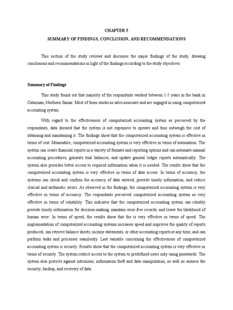 Findings, Conclusions and Recommendations of a Study on Computerized ...