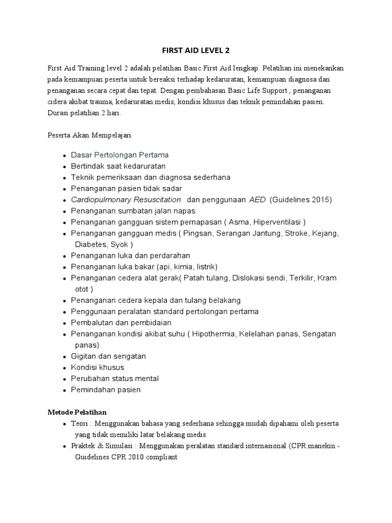 Materi First Aid Level 2 | PDF