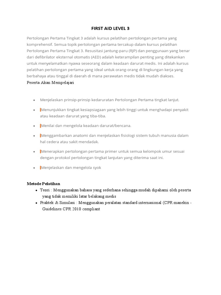 Materi First Aid Level 3 | PDF