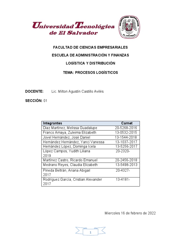 Proceso Logistico | PDF | Logística | Calidad (comercial)