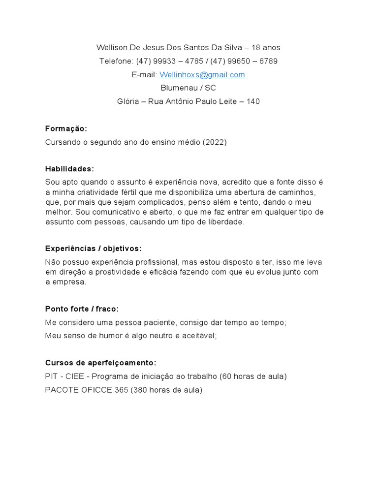 Currículo Esp. Wellison | PDF