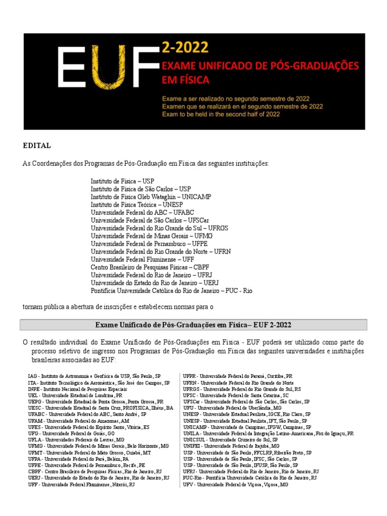 Edital EUF 2-2022 | PDF | Gases | Física