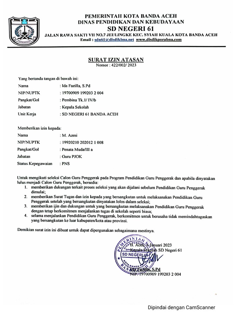 Izin Atasan CGP 9 | PDF