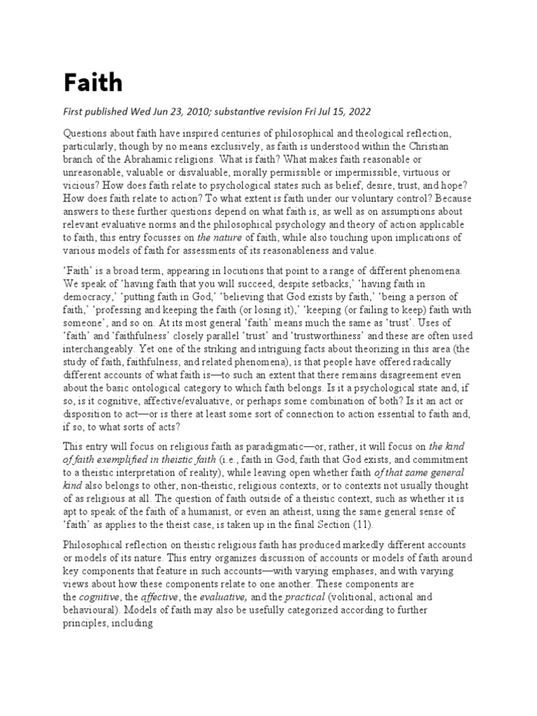 Faith Explained | PDF | Faith | Knowledge