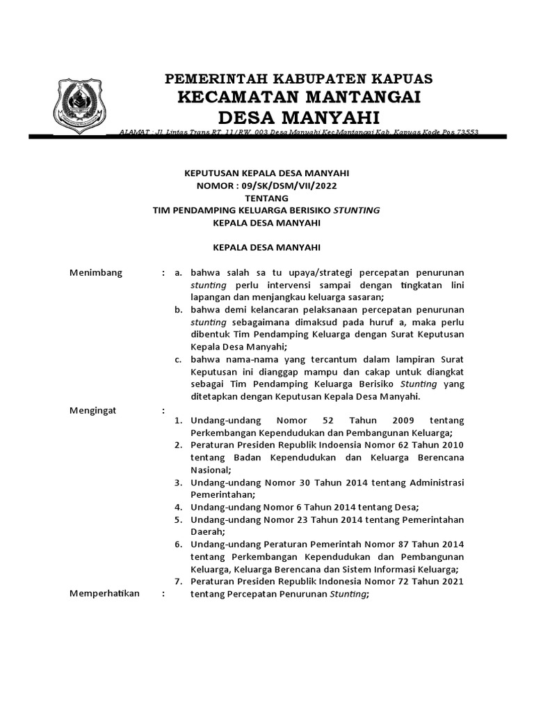 SK 09 Tim Pendamping Keluarga | PDF