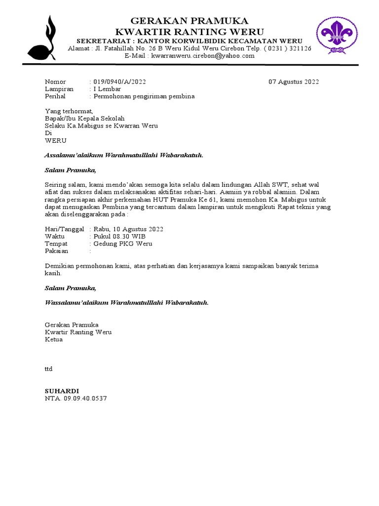 Kop Surat Gerakan Pramuka | PDF