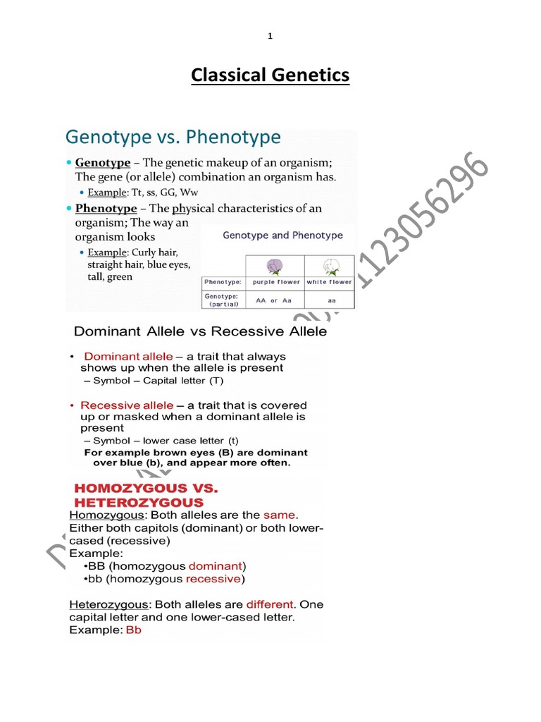 Classical Genetics Edit1 PDF | PDF | Dominance (Genetics) | Allele