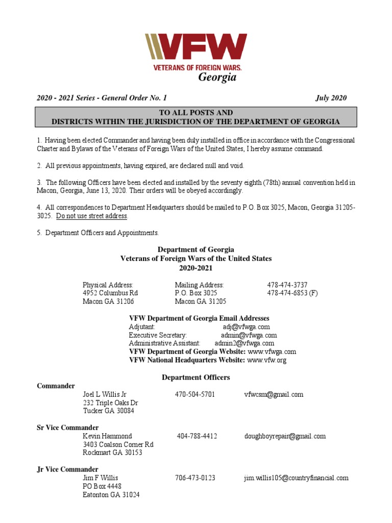 General Order Number 1 July 2020 | Download Free PDF | Business