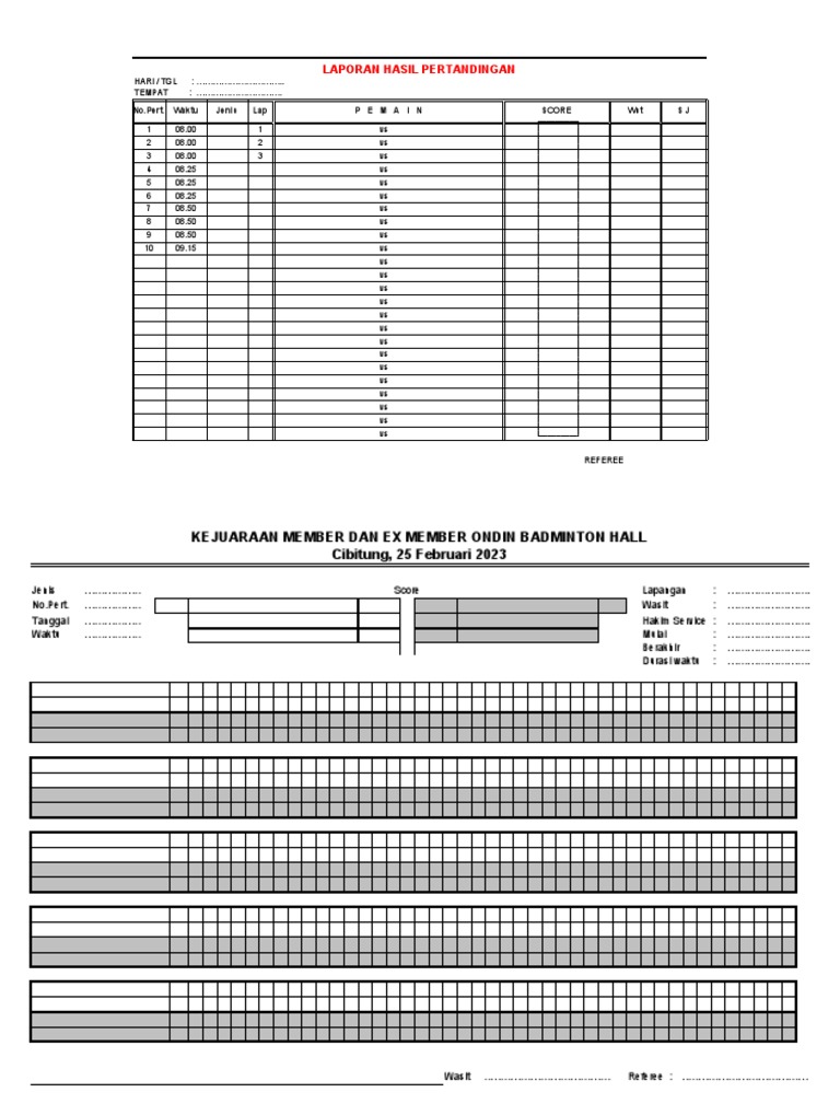 Scoring Sheet | PDF