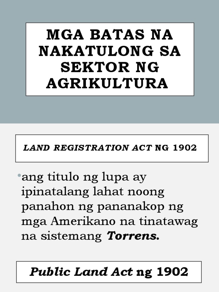 Mga Batas Na Nakatulong Sa Sektor NG Agrikultura | PDF