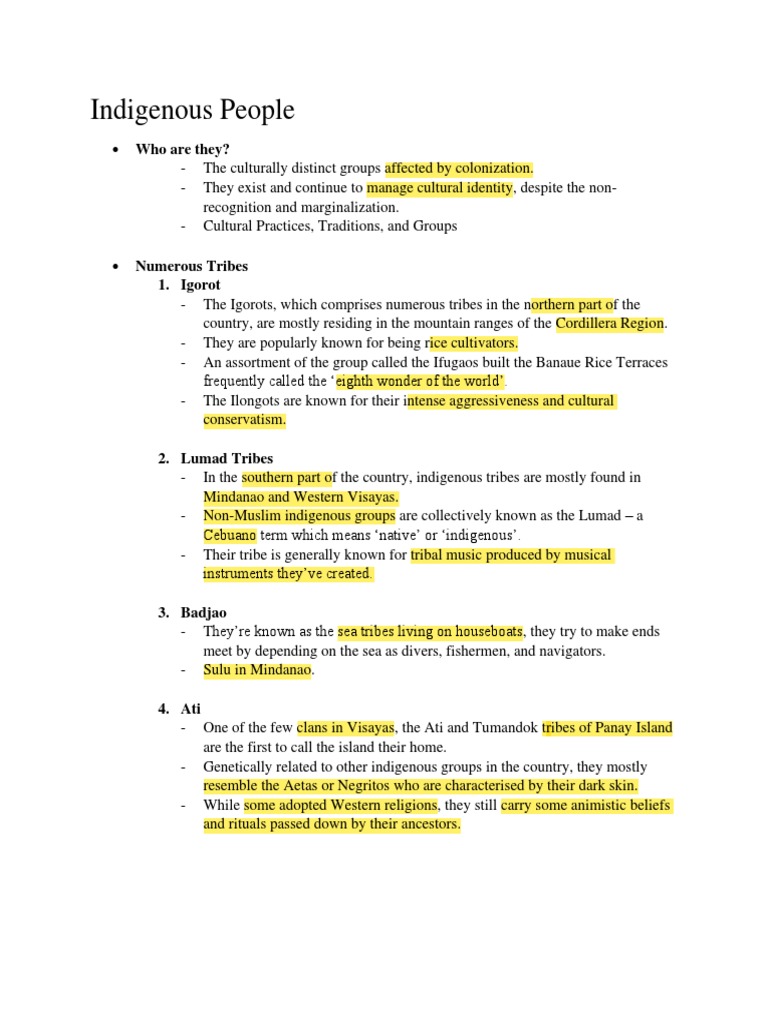 The Indeginous People | PDF | Ethnic Groups | Ethnicity