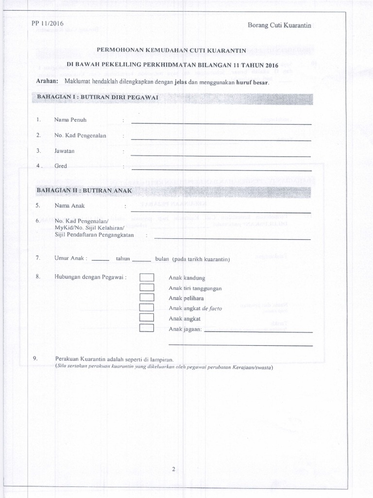 Cuti Kuarantin Anak Denggi | PDF