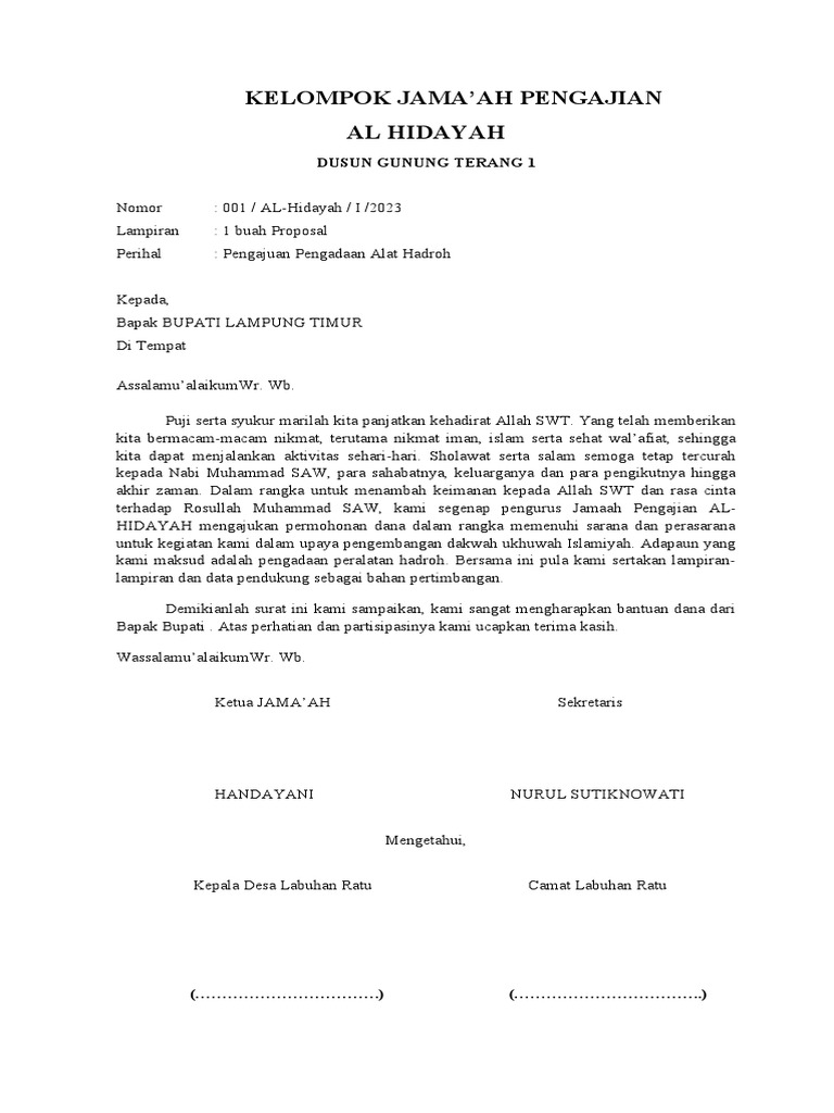 Contoh Proposal Pengajuan Pengadaan Alat | PDF