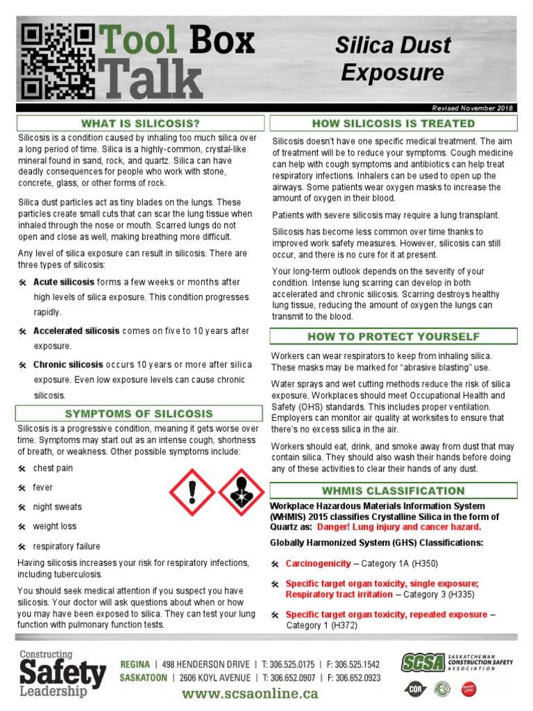 Silica Dust Exposure TBT Revised Nov2018 | PDF | Lung | Silicon Dioxide