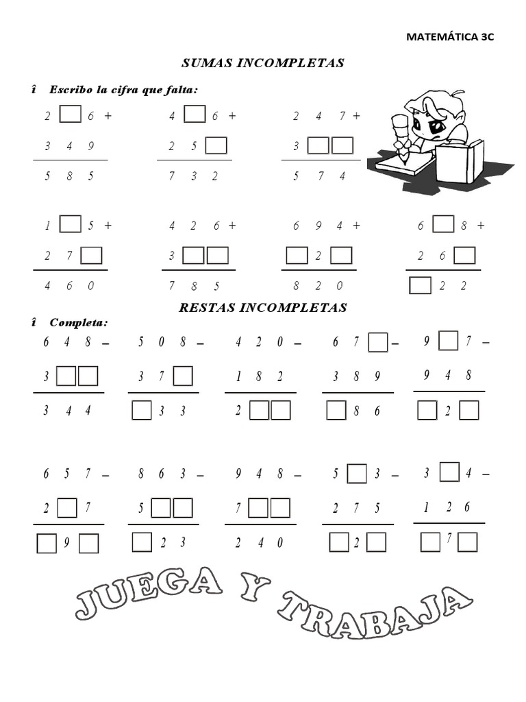 6 Sumas-y-Restas-de-Numeros-de-3-Cifras-para-Segundo-de-Primaria | PDF ...